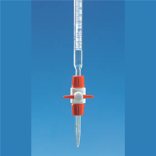 Burettes - Compact burette, PTFE, stopcock BB AS, 50ml, 0.1ml, Boro 3.3 ...